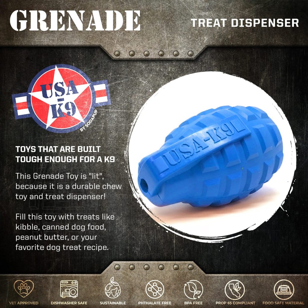 Blue Grenade Chew Toy - Large - Wisconsin Veterans Museum Gift Shop
